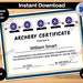 Archery Award, Editable Archery Certificate Award PDF, Archery ...