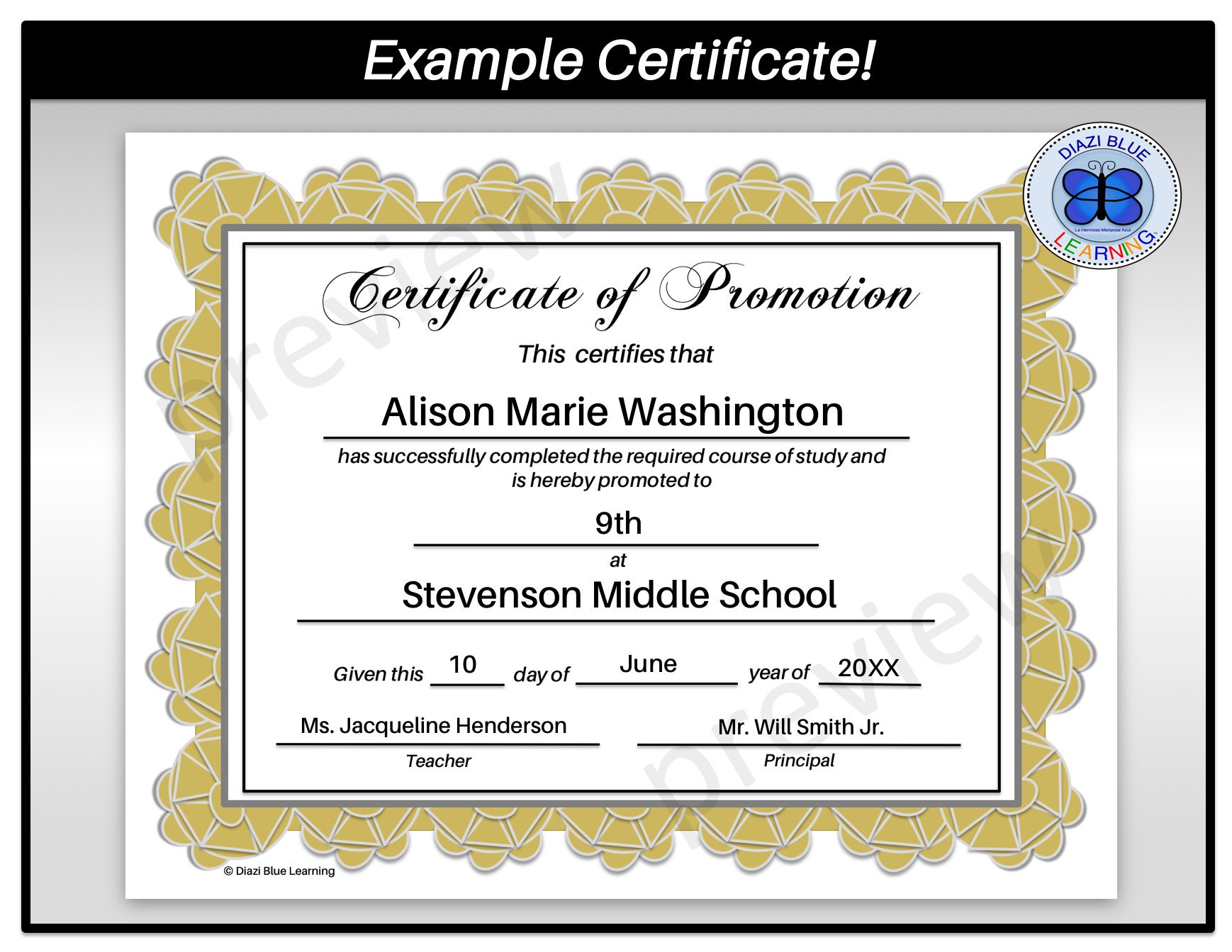 Certificate of Promotion Certificate of Completion End of | Etsy