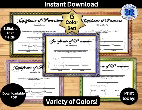 5 Pack Certificates of Promotion End of Year School | Etsy