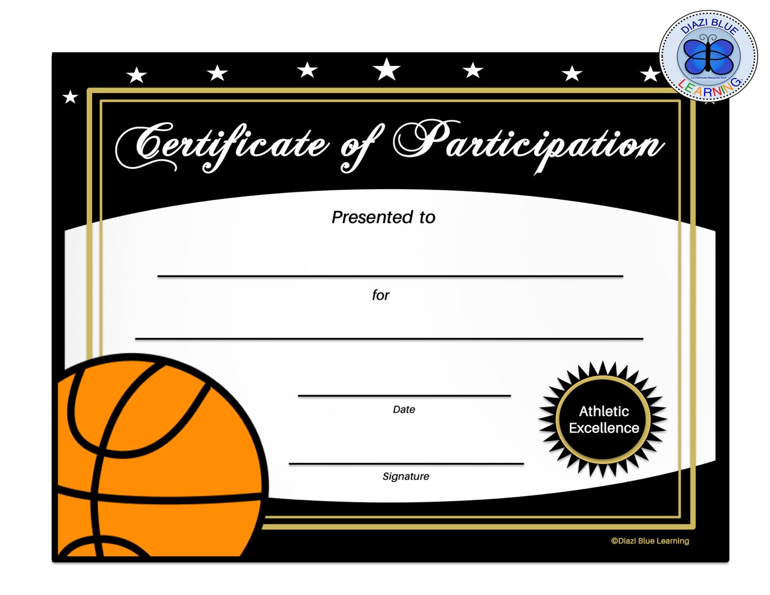 Basketball Certificate PDF Basketball Certificate Editable | Etsy