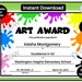 Art Certificate, PDF Art Certificate, Editable Art Certificate, End of ...