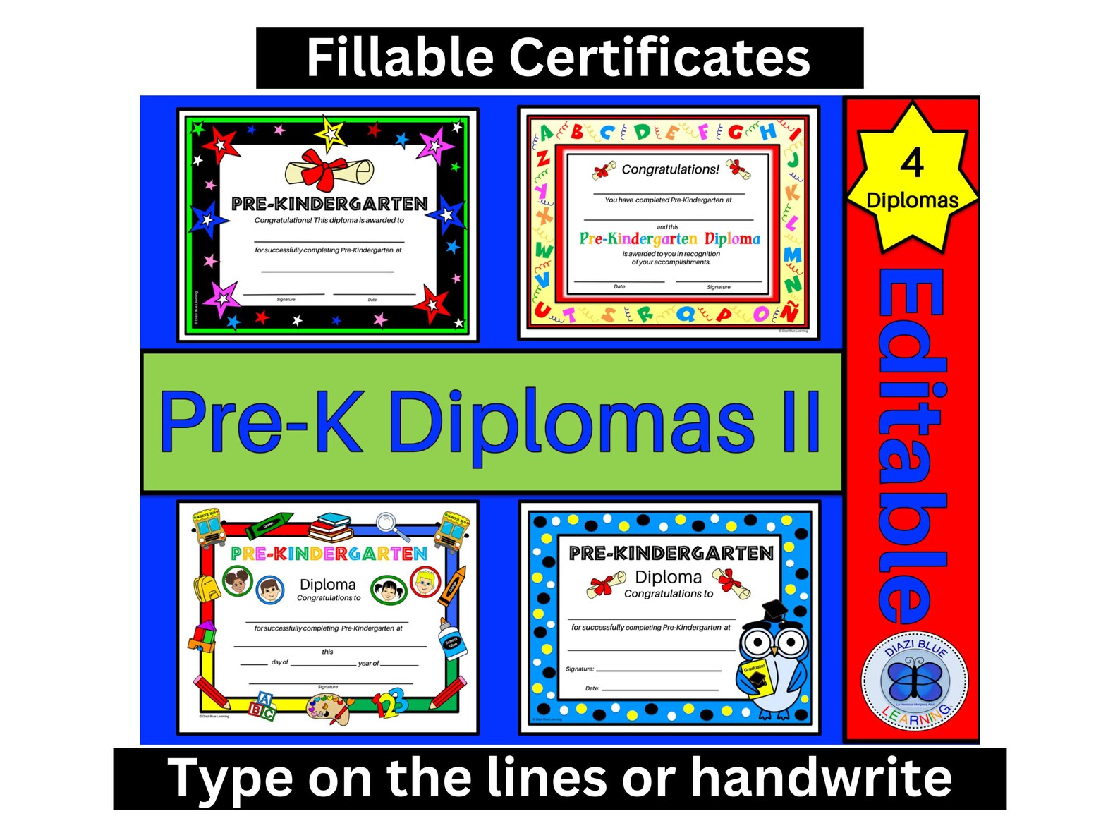 Pre-k Diplomas, Pre-k Certificates, End of Year Certificate, Printable ...