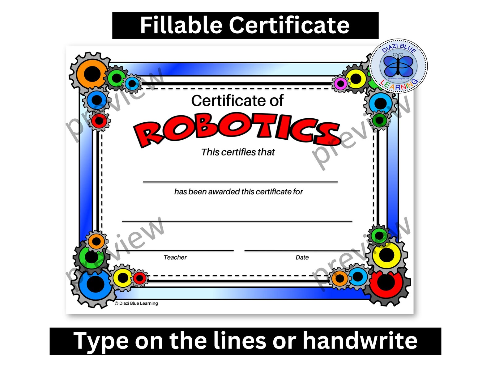 Certificate of Robotics, Robotics Award, Robotics Certificates ...