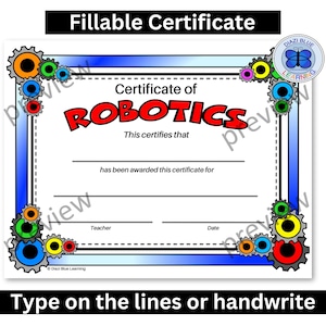 Certificate of Robotics, Robotics Award, Robotics Certificates ...