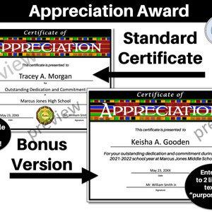 Kente Appreciation Award With Bonus Certificate, Editable Certificate ...
