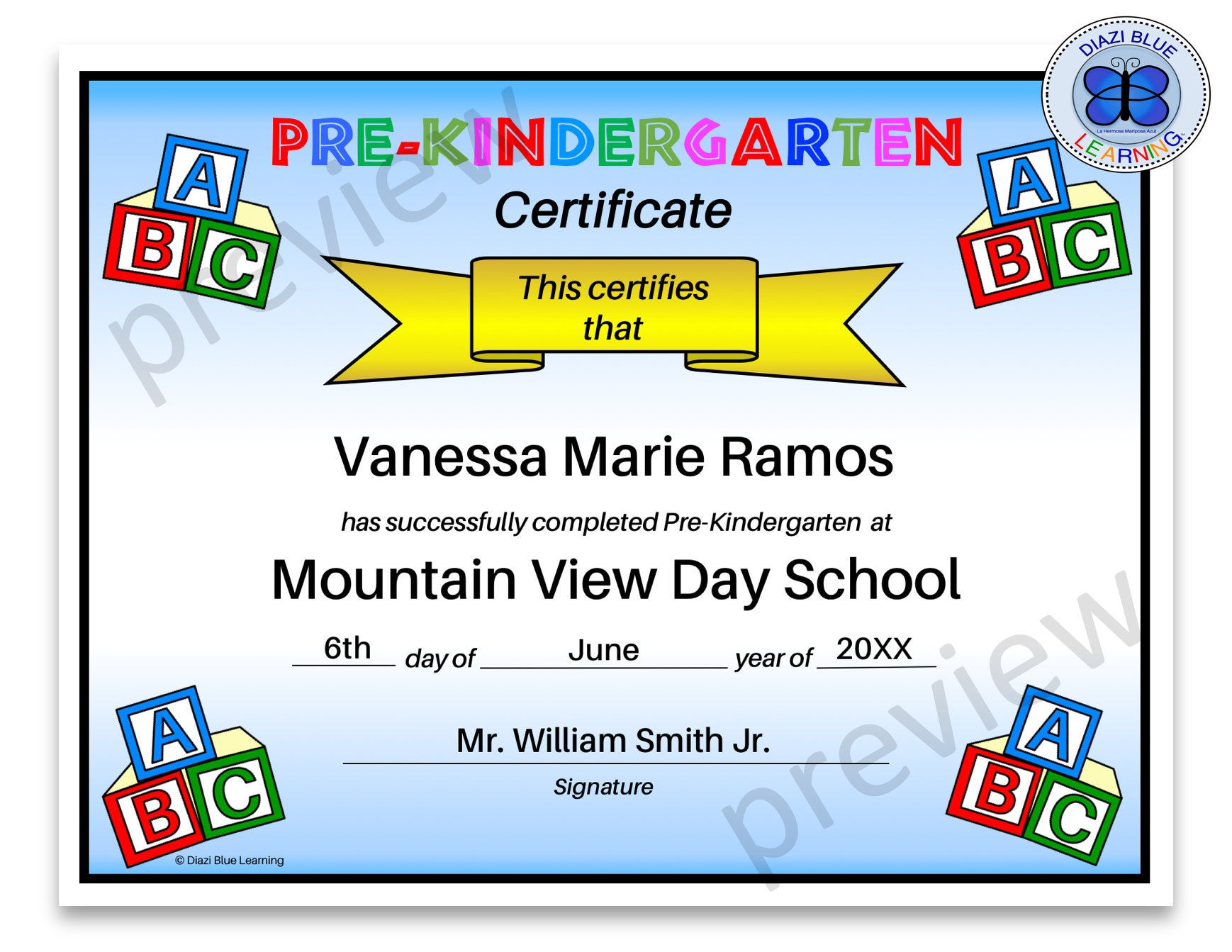 Pre K Graduation Certificates