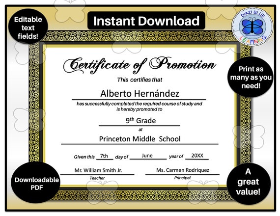 Promotion Certificate Templates You're A Star! Award Gold Foil Stamped