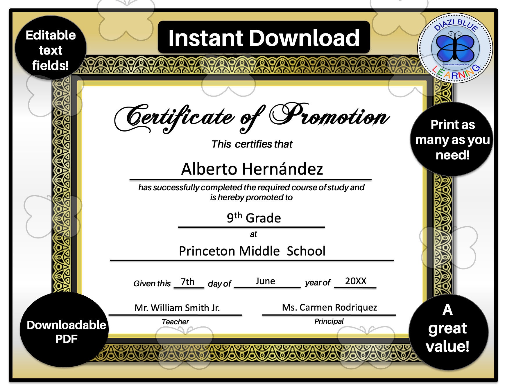Certificate Of Promotion Template