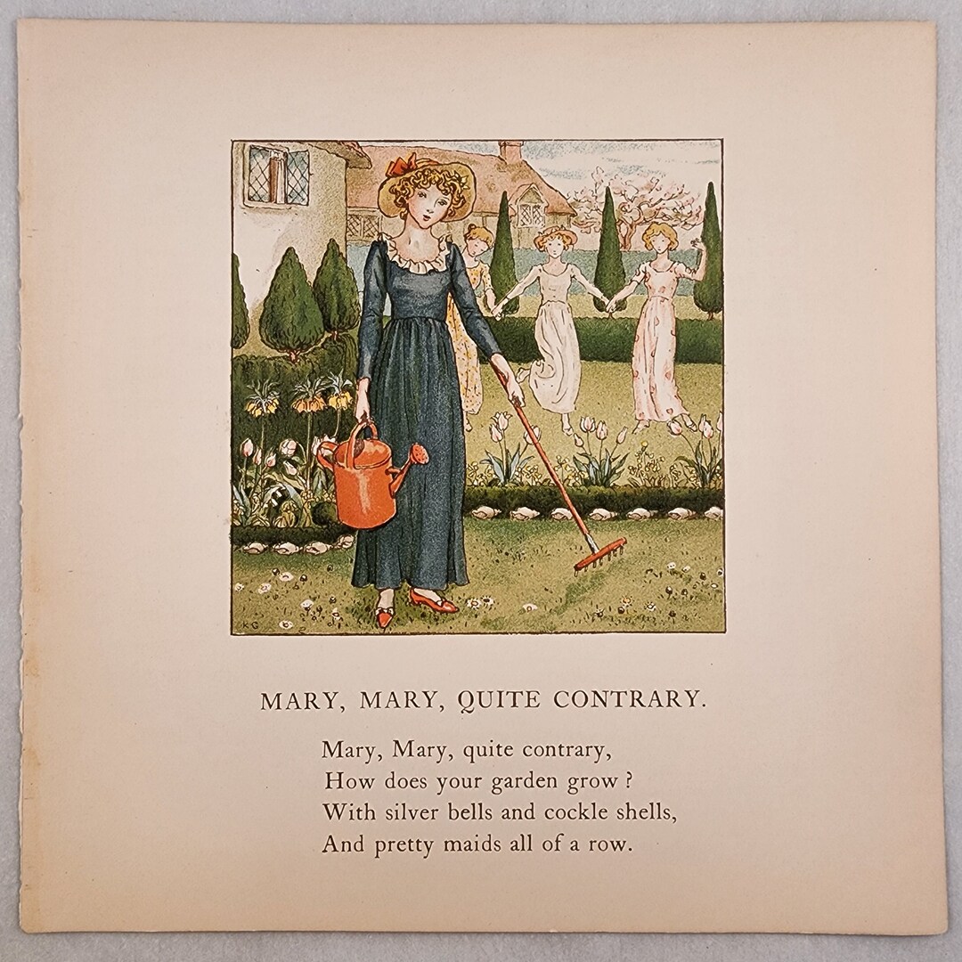 Vintage Children's Print: "the April Baby's Book of Tunes", Mary, Mary ...