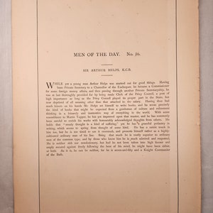 Original 1874 Vanity Fair Print: Sir Arthur Helps, KCB, Men of the Day ...