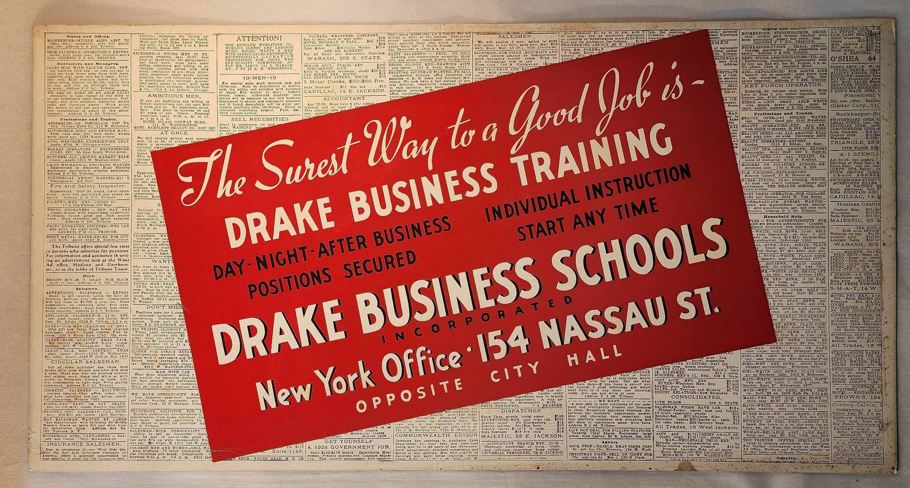 Vintage Trolley Car Advertising Sign: Drake Business Schools - Etsy