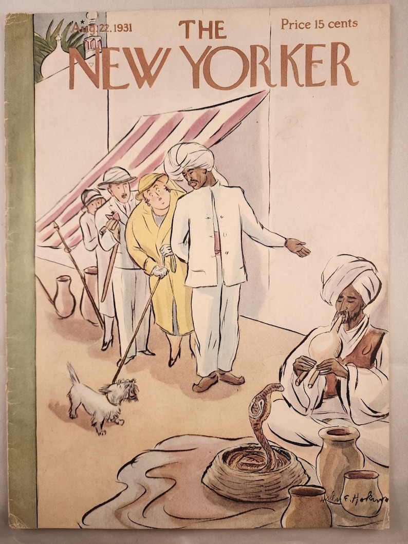 Original the New Yorker Magazine Aug. 22, 1931 [cover Only]: Snake Charmer by Helen E. Hokinson ...