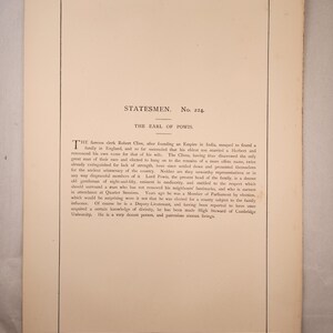 Original 1876 Vanity Fair Spy Print: the Earl of Powis, Statesmen, No ...