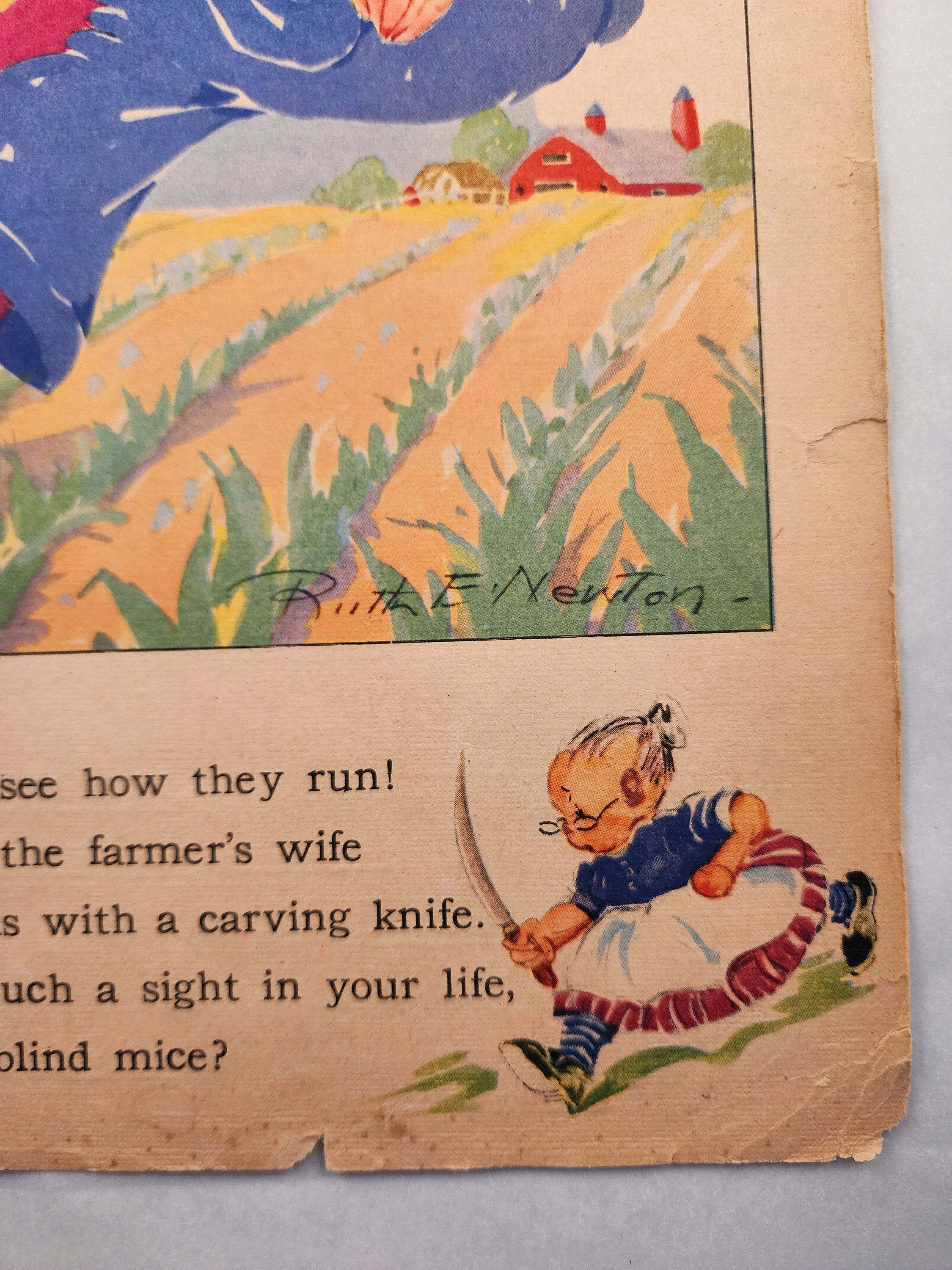Vintage Children's Print: Three Blind Mice From animal Mother Goose by ...