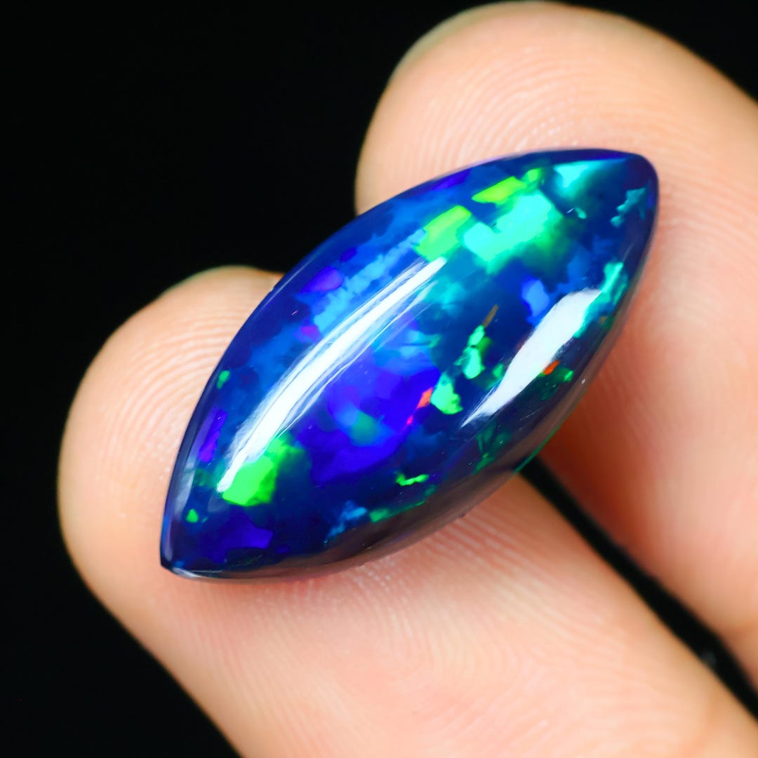 6.65 Ct Black Opal Gemstone, Marquise Shape Black Opal Cabochon, AAA ...