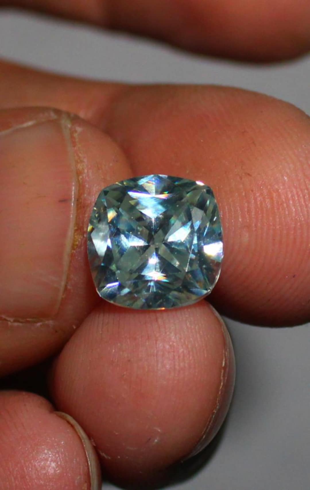 Moissanite Gemstone, Faceted Cut Loose Cushion Moissanite, Aqua ...
