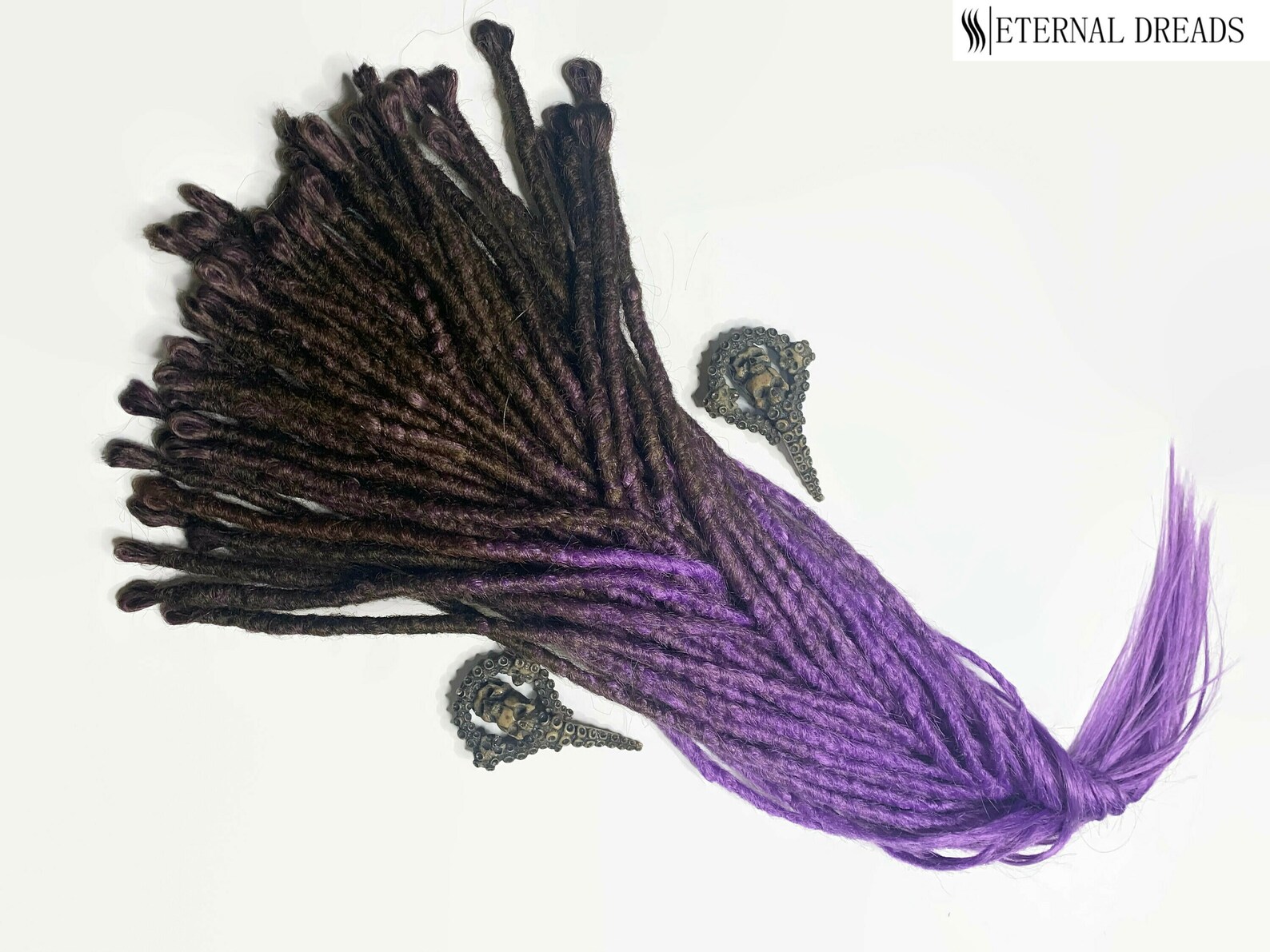 Brown and PASTEL Violet Set of DREADLOCK Extensions. Synthetic | Etsy