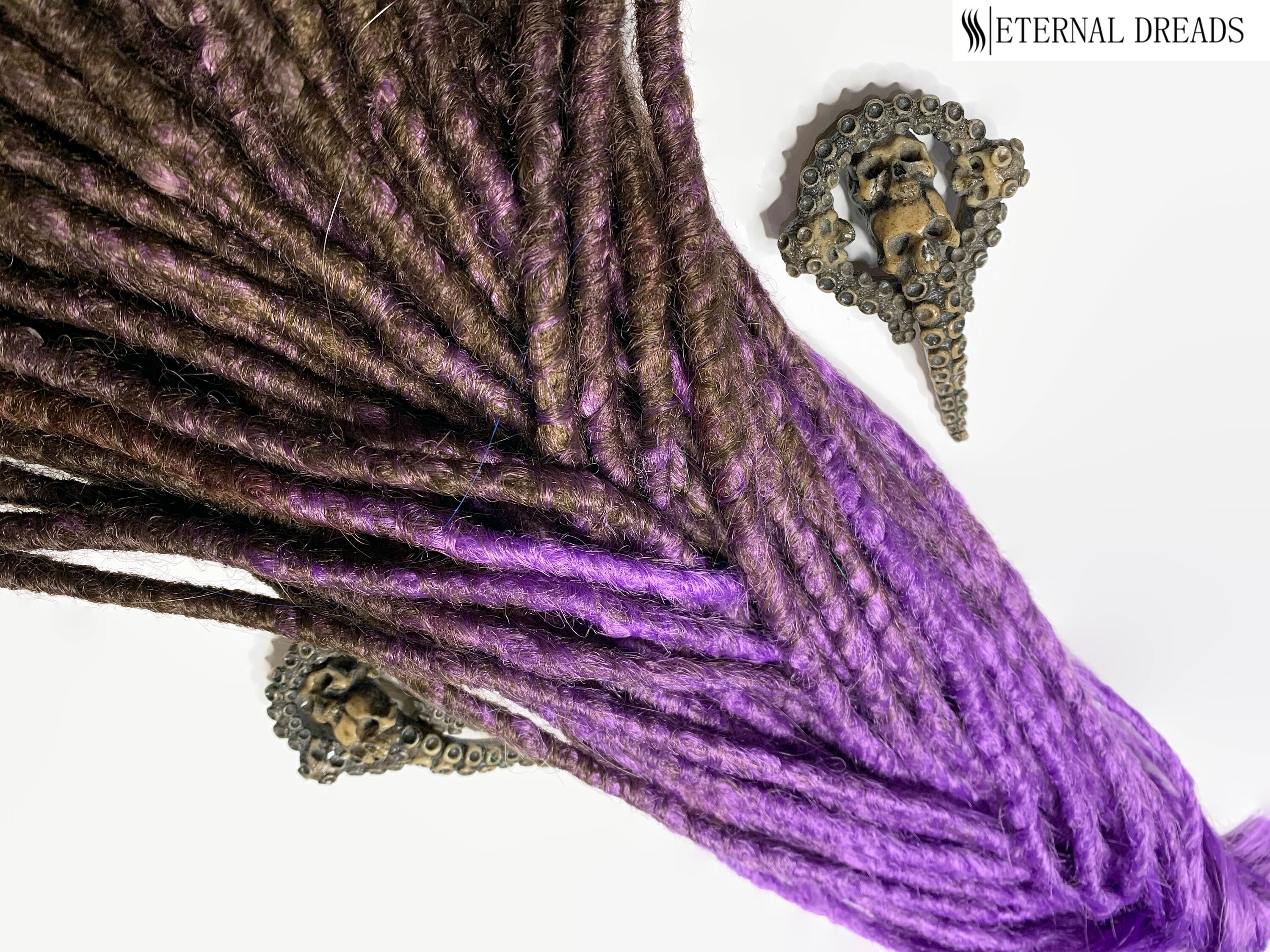 Brown and PASTEL Violet Set of DREADLOCK Extensions. Synthetic | Etsy