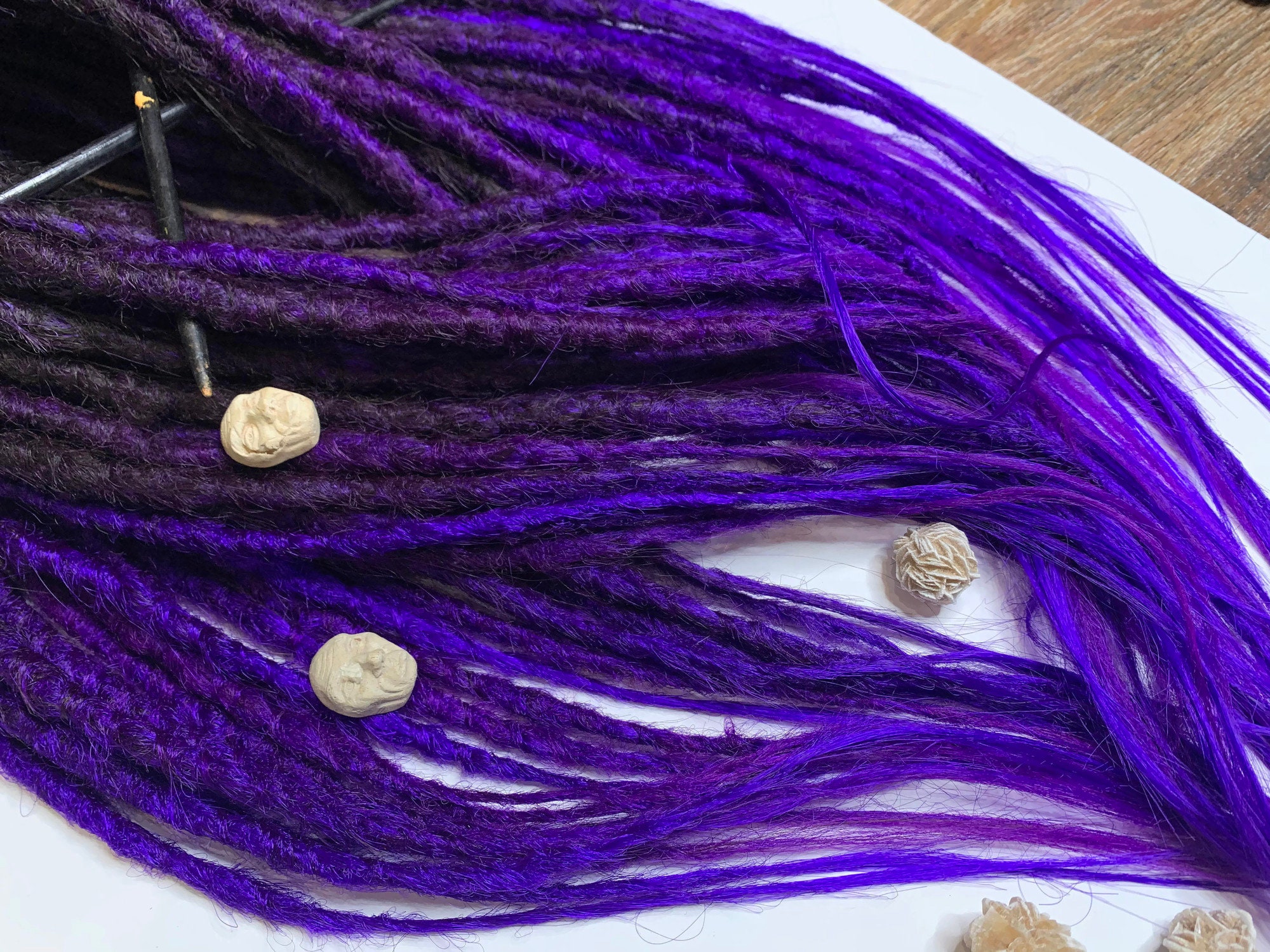 BLACK to PURPLE synthetic dreadlock extensions. DIfferent | Etsy