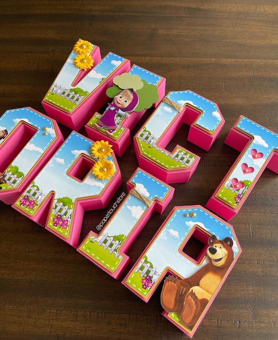 Masha and the Bear 3D Letters 3D Letters Custom Letters - Etsy