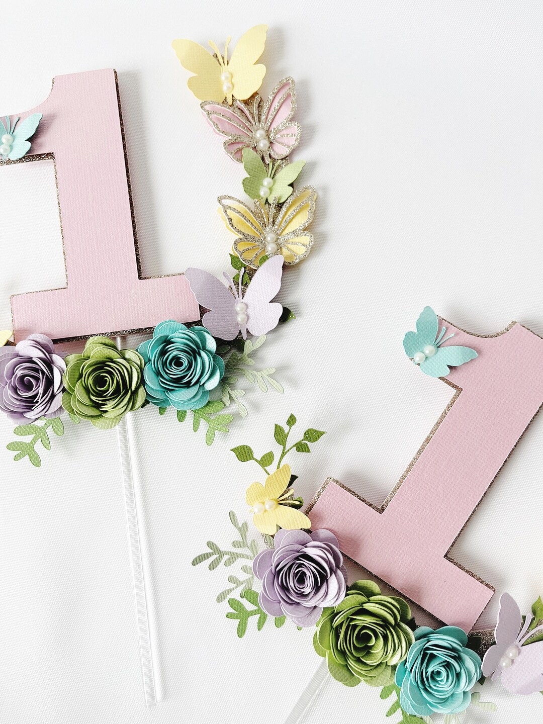 Butterfly Cake Topper | Butterflies and Flowers Cake Topper | Floral ...