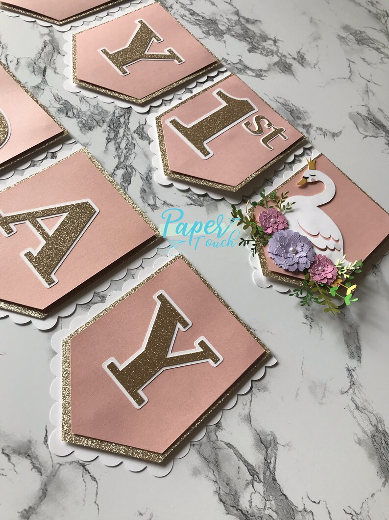 Swan Birthday Banner Swan Party Decor Swan Baby Shower | Etsy