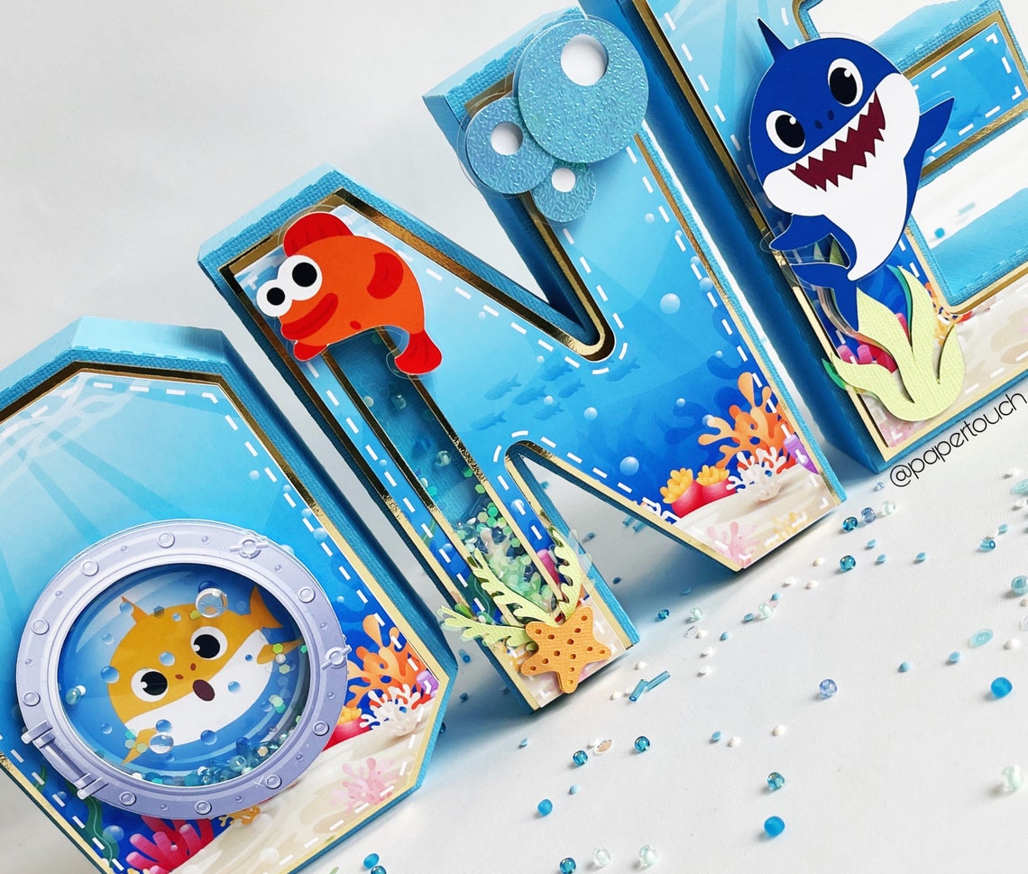 Baby Shark 3D Letters 3D Cardstock Letters Custom 3D | Etsy