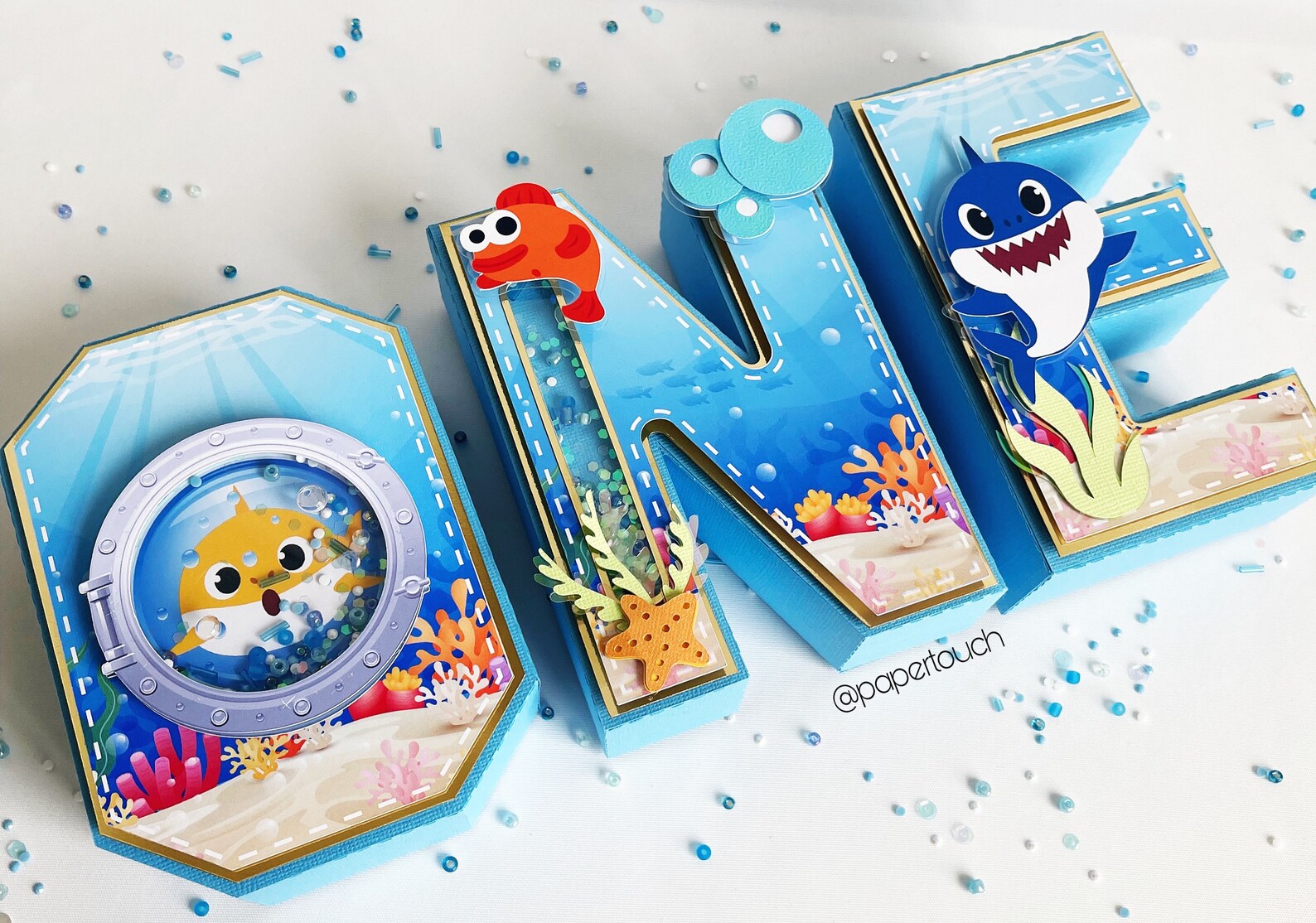 Baby Shark 3D Letters 3D Cardstock Letters Custom 3D | Etsy