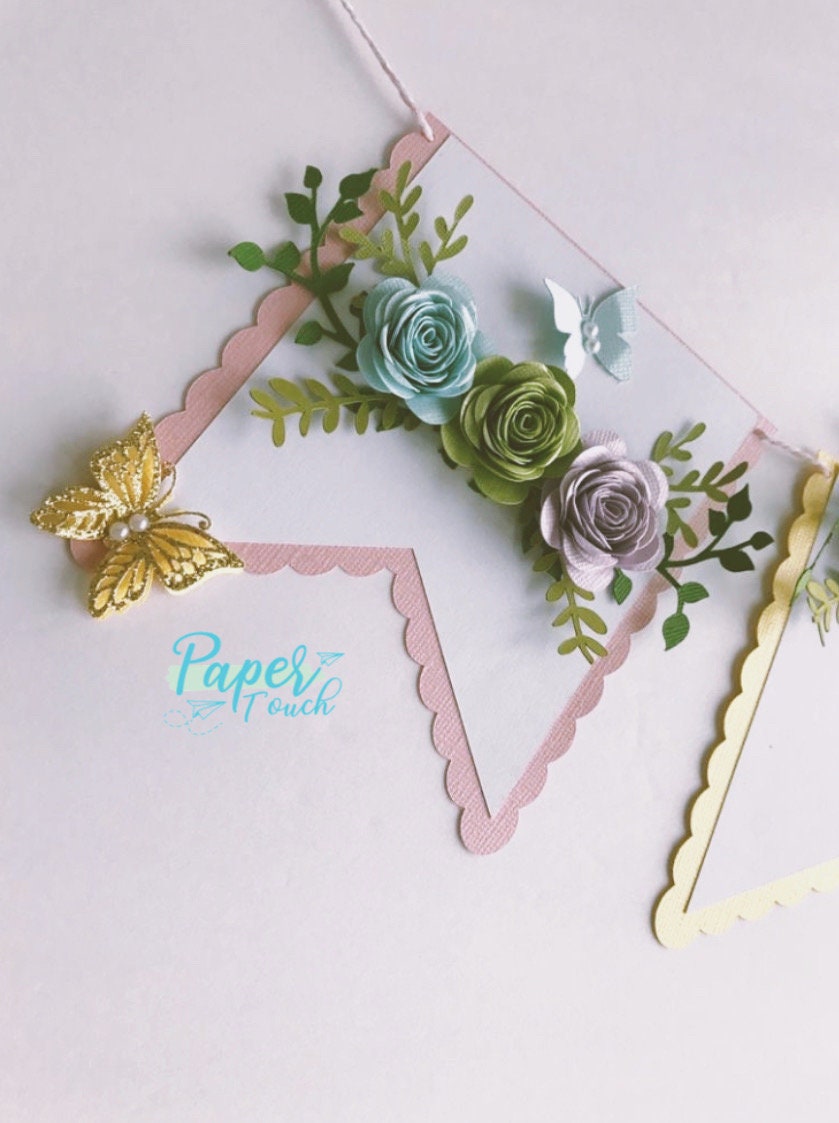 Butterfly Banner Butterflies and Flowers Banner Floral - Etsy