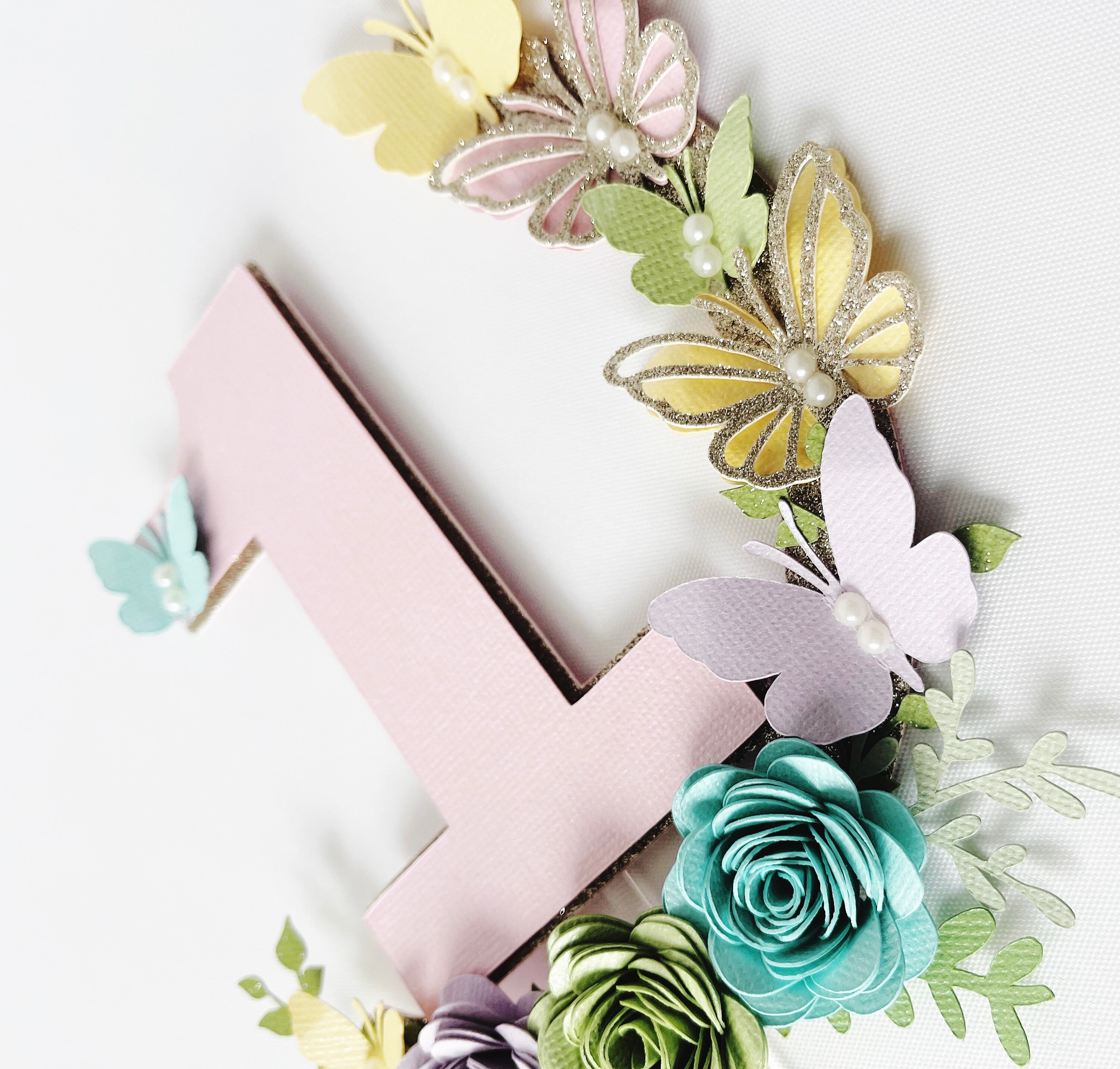 Butterfly Cake Topper: Floral & Pearl Butterfly Party Decor - Etsy