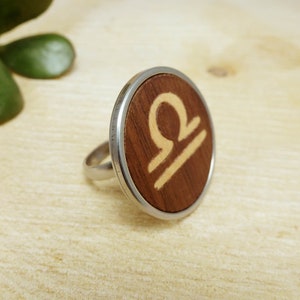 Libra Ring Women, Love Environment Ring, Libra Sign Ring, Handmade Wood ...