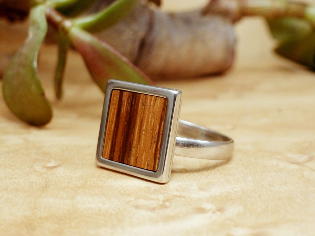 Square Wooden Finger Ring, Wooden Ring, Geometric Ring, Square Wood ...