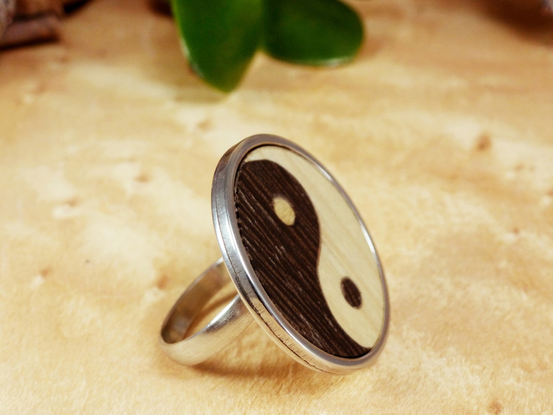 Yin Yang Ring Yin Yang Wood Ring Yin Yang Steel Ring Yin - Etsy