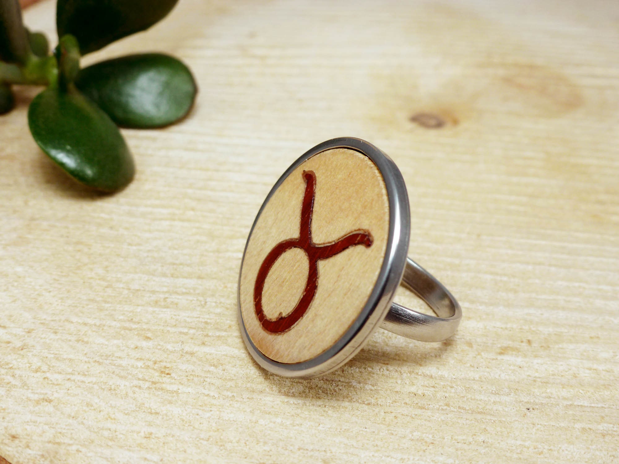 Taurus Symbol Ring Wooden Rings for Women Nature Lovers - Etsy