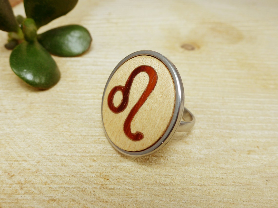 Women's Ring Leo Symbol Leo Zodiac Ring Wooden Ring Love - Etsy