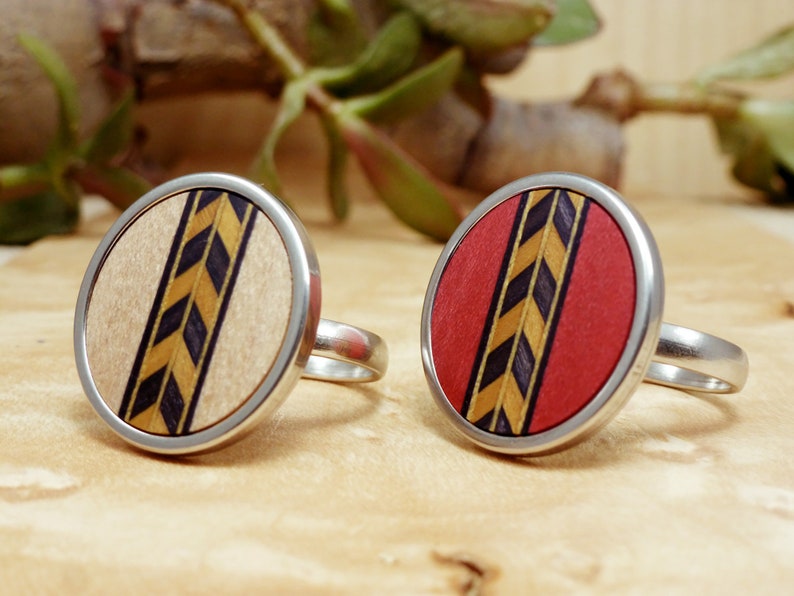 Geometric Design Ring Intense Colors Ring Minimalist Wooden - Etsy
