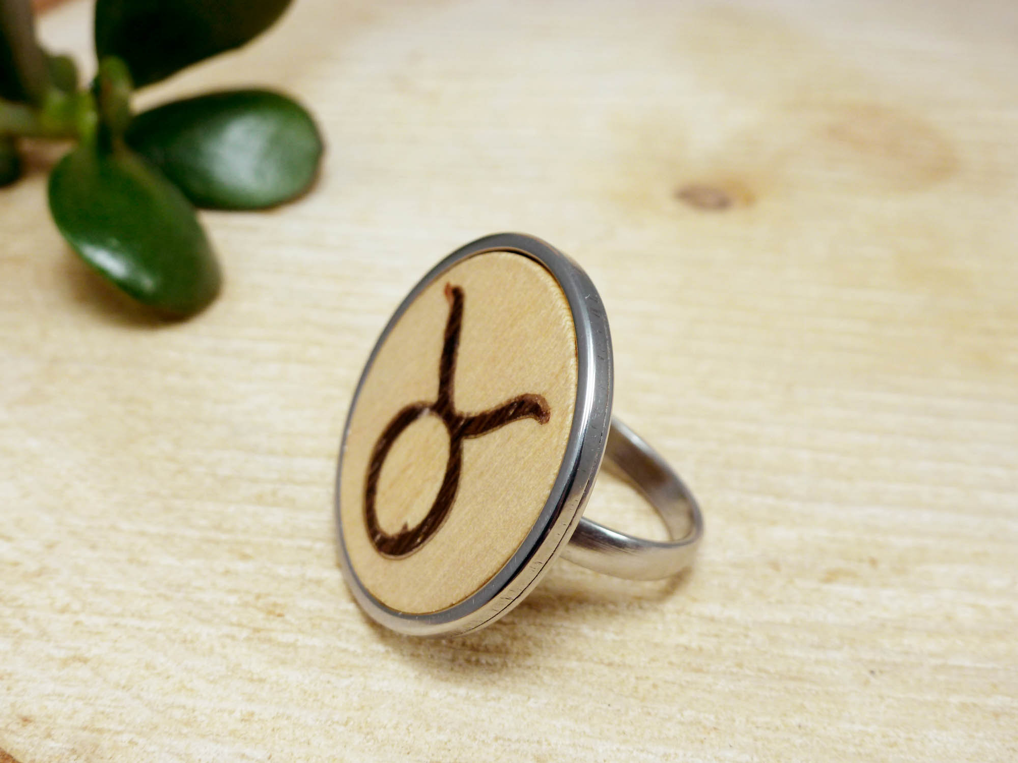 Taurus Symbol Ring Wooden Rings for Women Nature Lovers - Etsy
