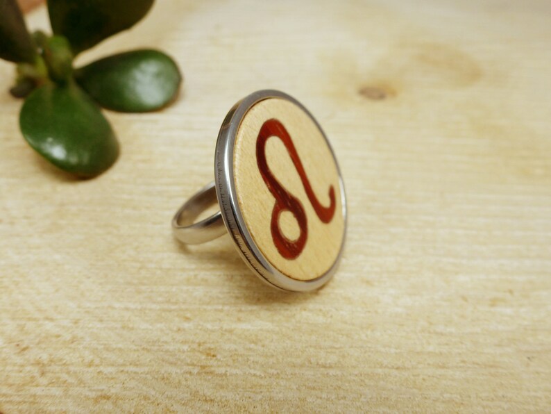 Women's Ring Leo Symbol Leo Zodiac Ring Wooden Ring Love - Etsy