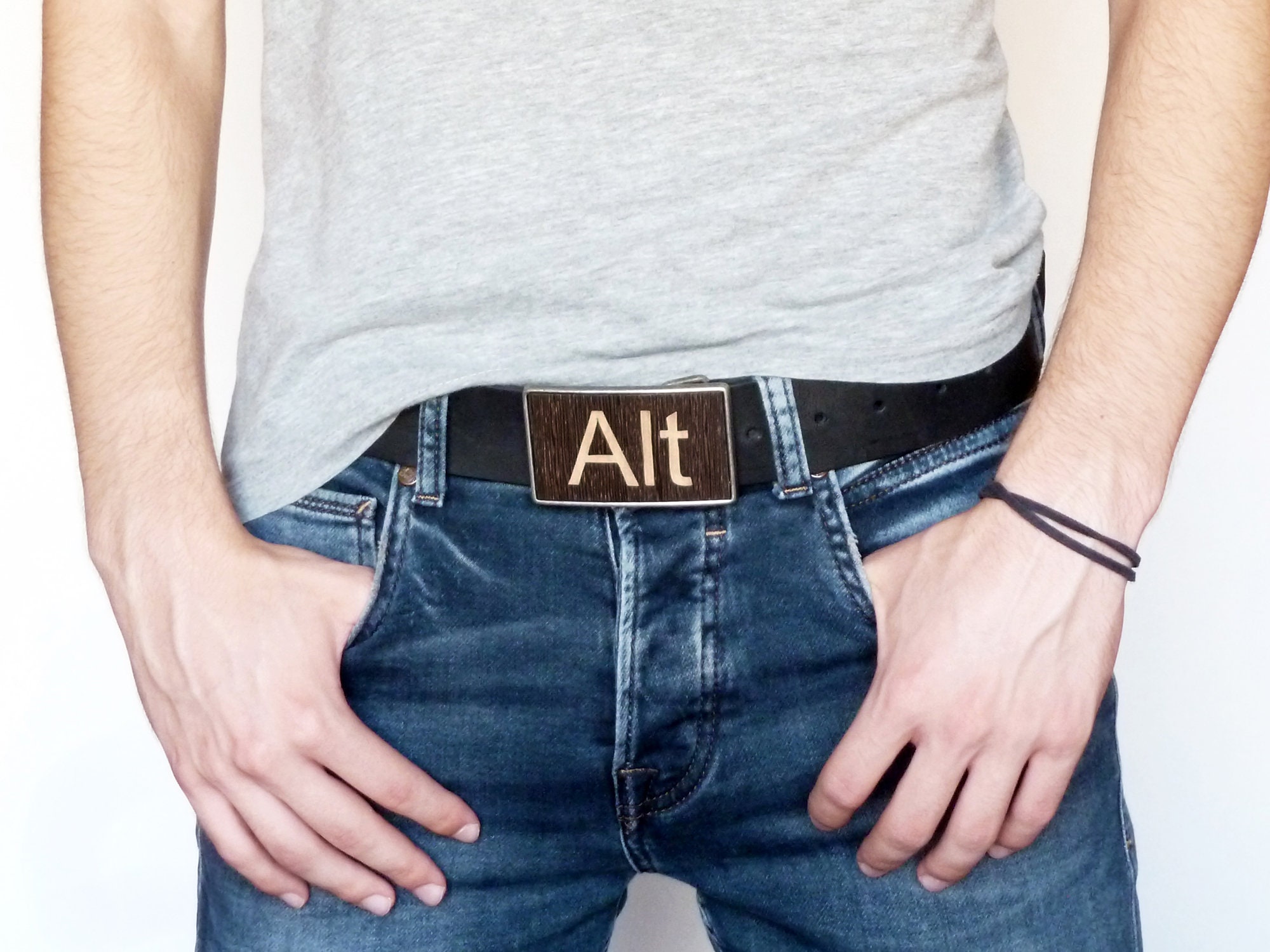 Man's Belt Buckle, Alt Keycap Design, Natural Wood Buckle for Belt ...