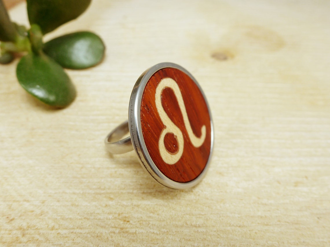 Women's Ring Leo Symbol Leo Zodiac Ring Wooden Ring Love - Etsy