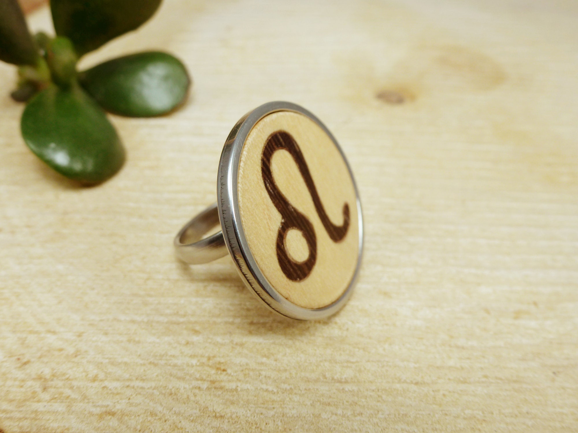 Women's Ring Leo Symbol Leo Zodiac Ring Wooden Ring Love - Etsy