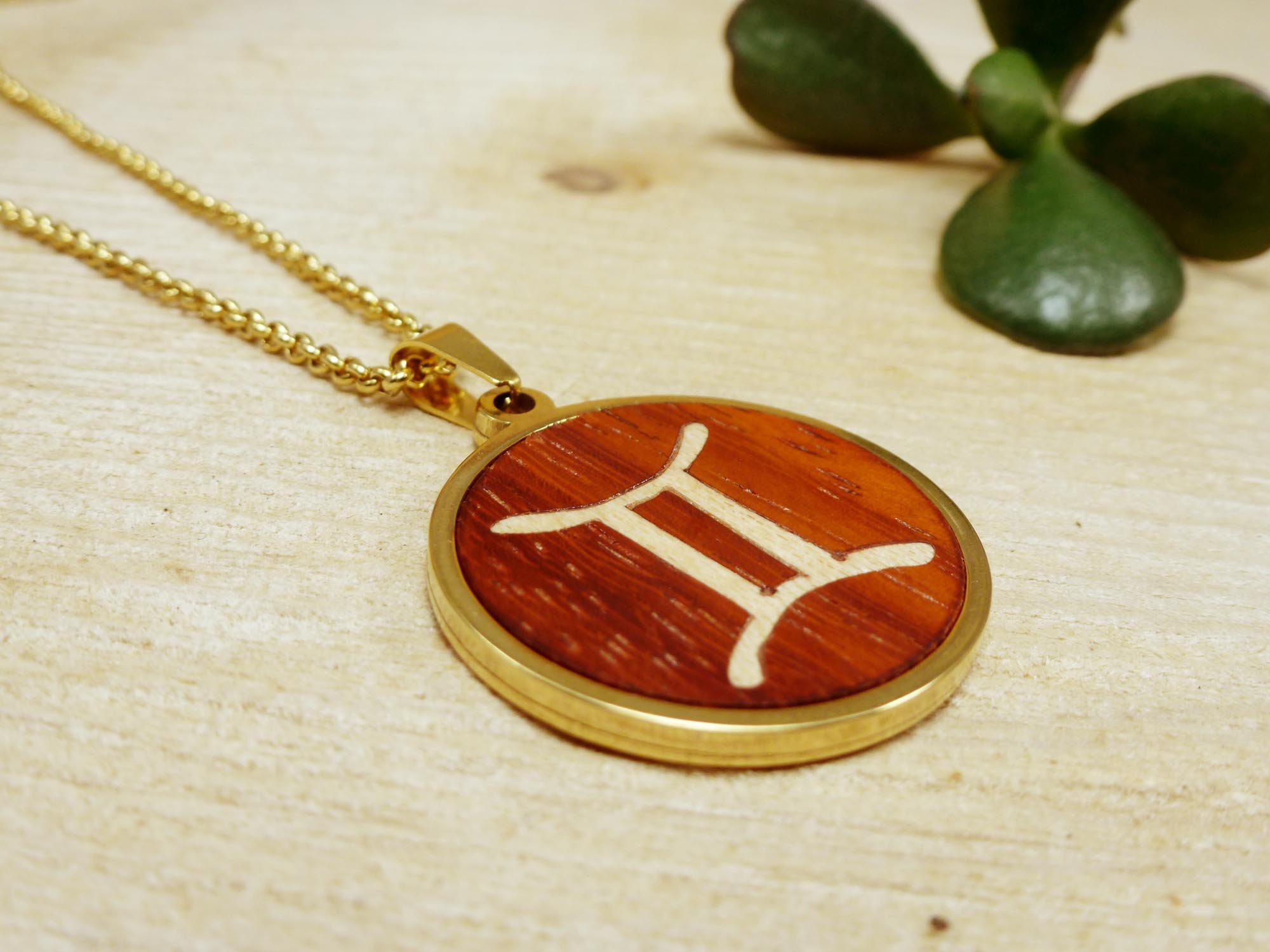Gemini Symbol Necklace, Elegant Wood Necklace, Gemini Zodiac Necklace ...