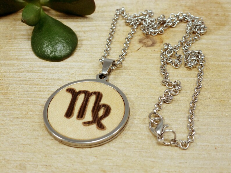 Chic Virgo Pendant Necklace, Virgo Sign Necklace, Virgo Necklace Wood ...