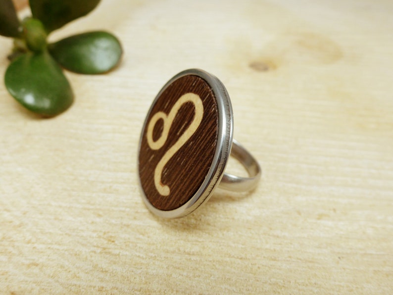 Women's Ring Leo Symbol Leo Zodiac Ring Wooden Ring Love - Etsy