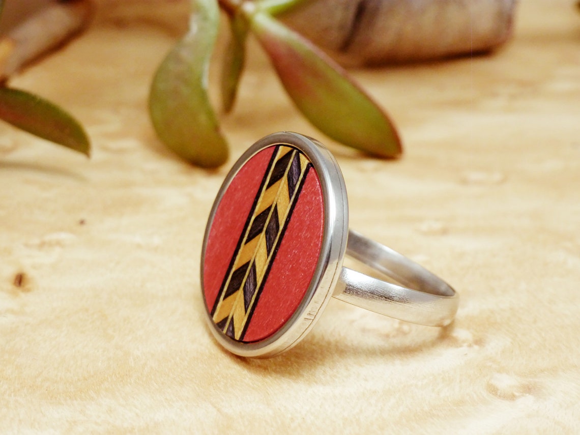 Geometric Design Ring Intense Colors Ring Minimalist Wooden - Etsy