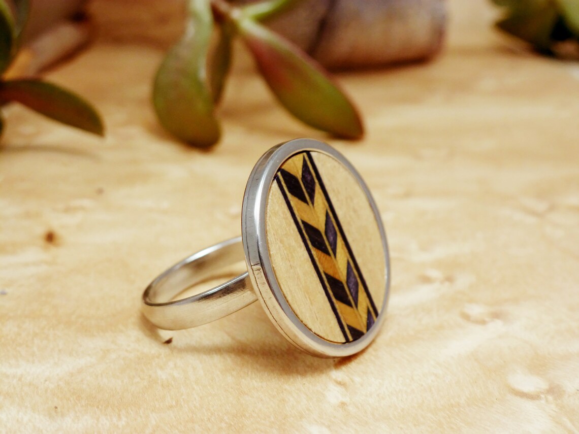 Geometric Design Ring Intense Colors Ring Minimalist Wooden - Etsy