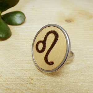 Women's Ring Leo Symbol, Leo Zodiac Ring, Wooden Ring Love Nature, Leo ...
