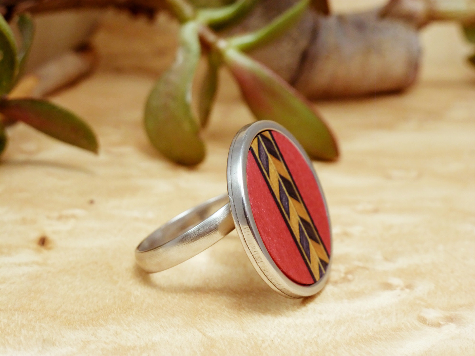 Geometric Design Ring Intense Colors Ring Minimalist Wooden - Etsy