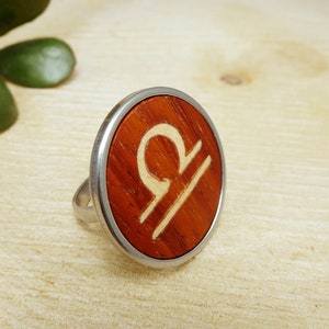 Libra Ring Women, Love Environment Ring, Libra Sign Ring, Handmade Wood ...