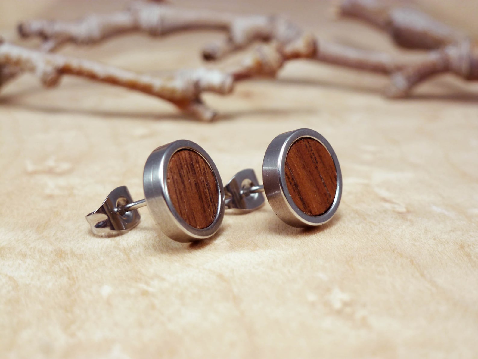 Wood Stud Earrings Men Earthy Earrings Men Mens Stud - Etsy
